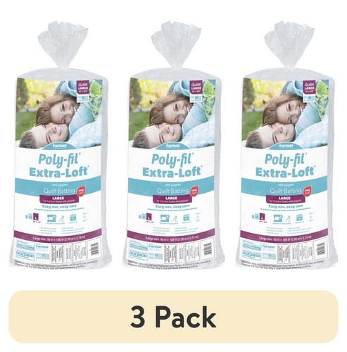(3 pack)Poly-Fil Extra-Loft Quilt Batting,Premium Polyester Batting for ...