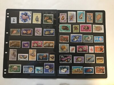 SHELLS AND SEA LIFE ON STAMPS TOPIC Stamp Collection FREE SHIPPING lot ...