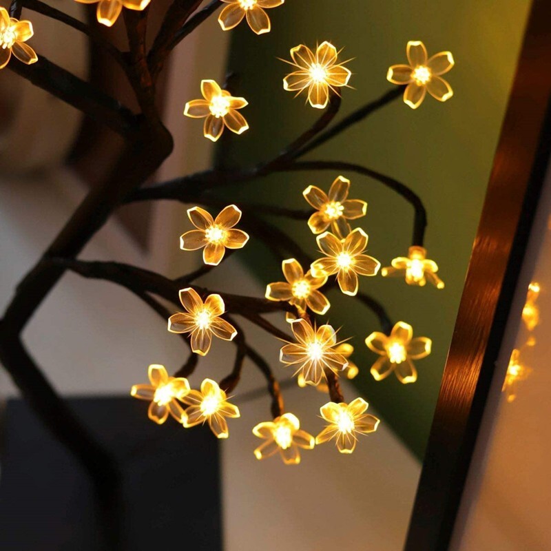 Cherry Blossom Night Light Tree Light USB Powered Artificial Flower ...