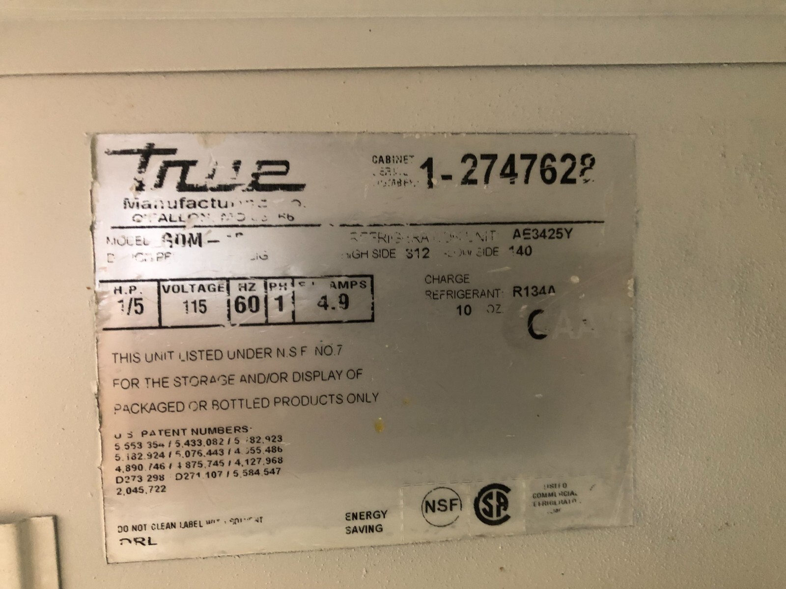 True GDM-12 White, Glass Door Refrigerated Merchandiser one-section. | eBay