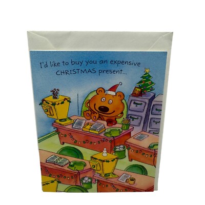 Funny Hallmark Christmas Card With Bear & Office Scene Humor | eBay