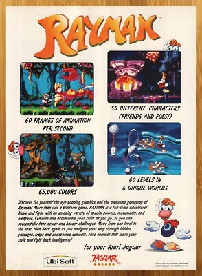 1995 Rayman Jaguar PS1 Vintage Print Ad/Poster Authentic Video Game ...