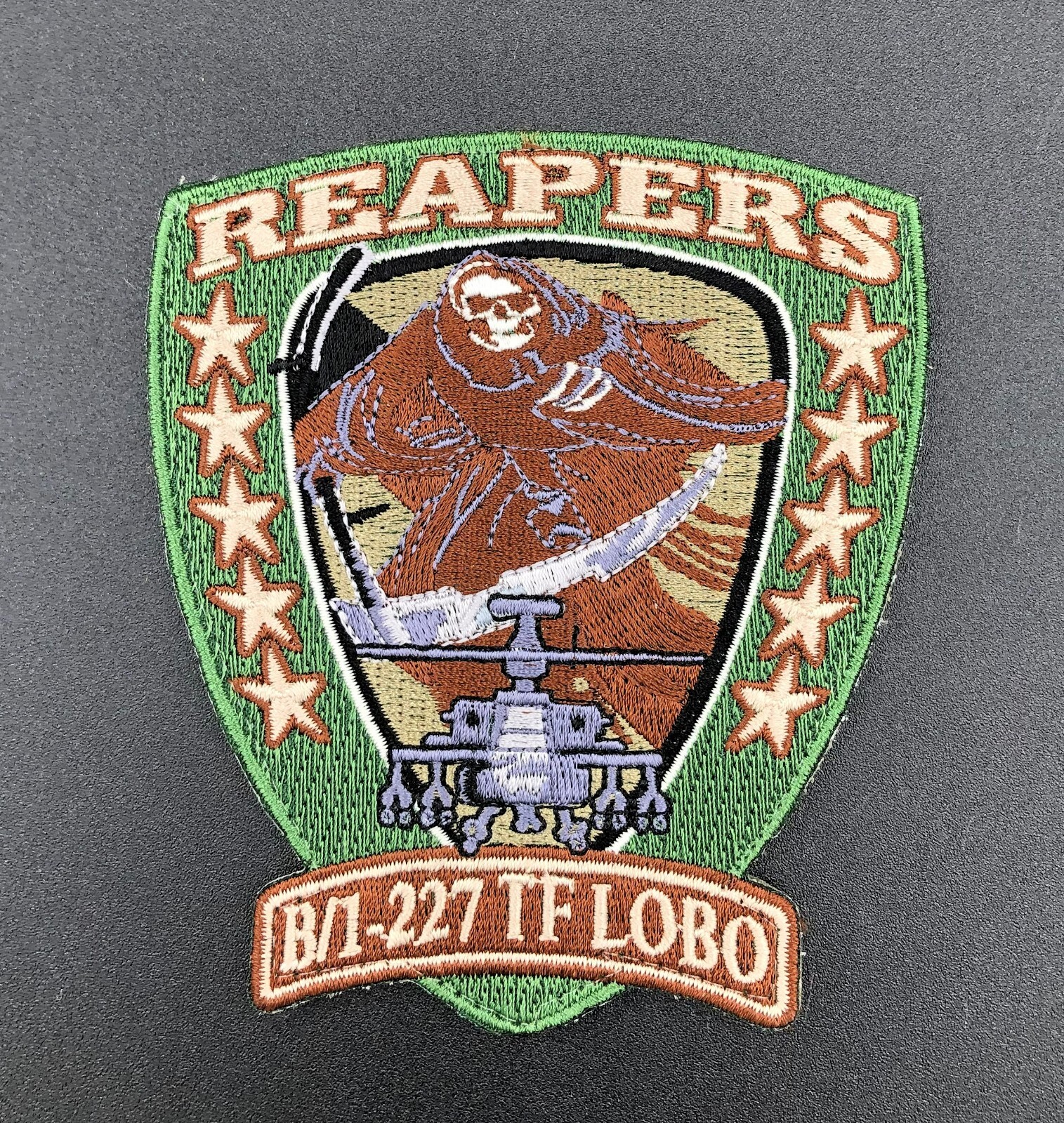 B/1-227 TF Lobo Reapers Apache Green Border Army Aviation Patch OEF OIF ...