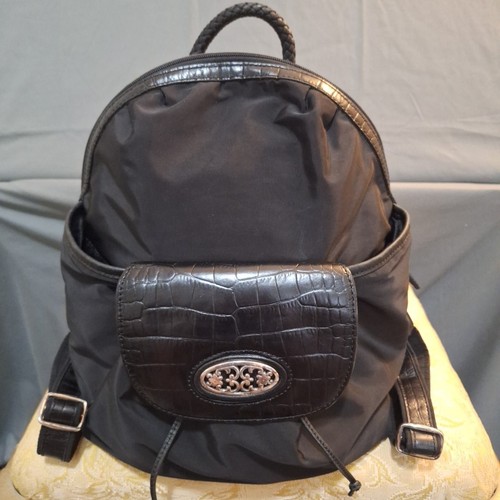 Brighton Vintage Leather And Nylon Black Backpack E089658. Excellent ...