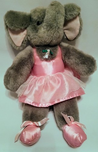 Kellytoy Kuddle Me Toys Elephant Ballerina Gray Pink Satin Plush ...