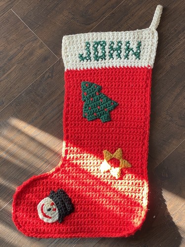 Vintage Knitted Christmas Stocking - John | eBay