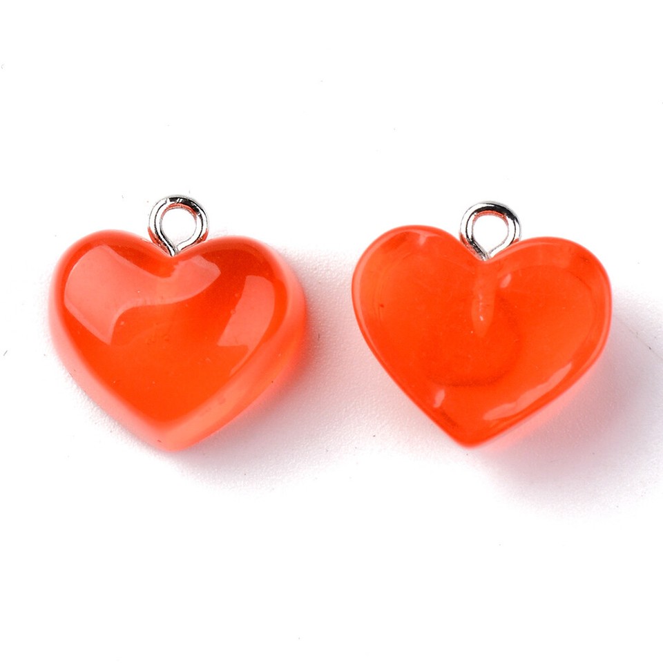 20pcs Transparent Resin Heart Pendants Smooth Mini Dangle Charms Craft ...
