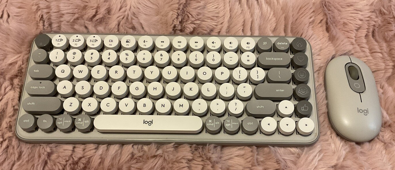 Logitech POP Keys Wireless Mechanical Emoji Keyboard And Mouse- Gray ...