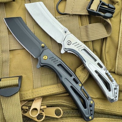 Military Tactical Spring Assisted Open Folding Pocket Knife Cleaver ...