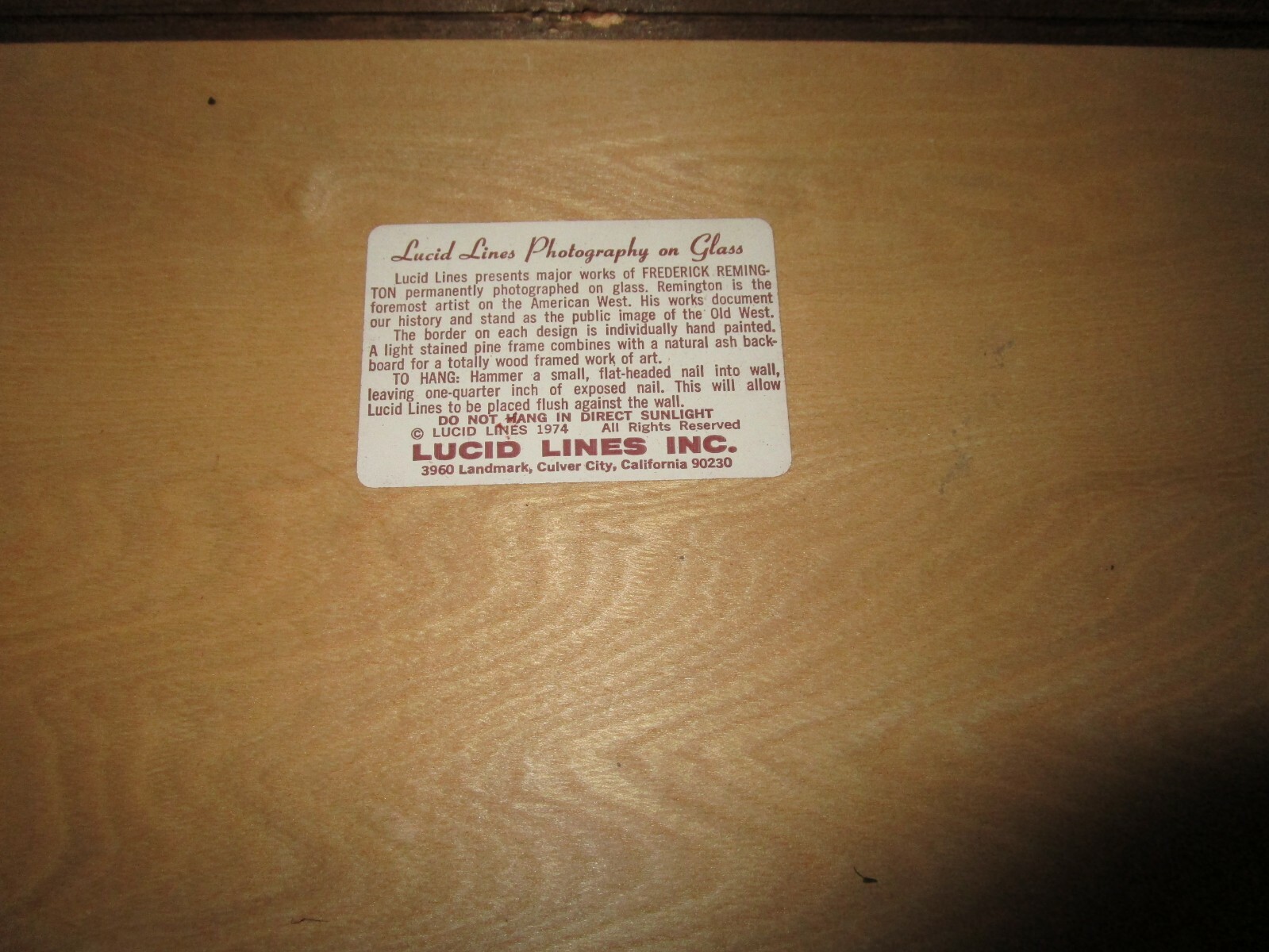 Vintage Frederic Remington Old West Lucid Lines Art on Glass Framed 21 ...