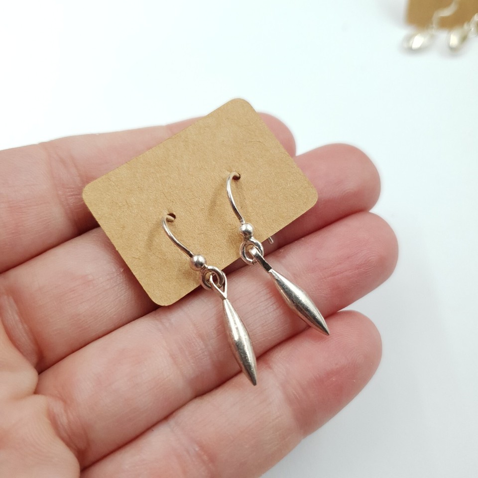 Needlepoint Earrings Sterling Silver Dangle Drop Signed Solid Handmade ...