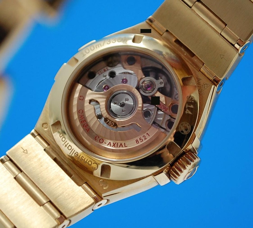 Ladies Omega Constellation 18K Gold Co-Axial Diamond Watch - 123.55.27 ...