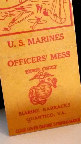 Older Vtg U. S. Marines Officers Mess Quantico VA Matchbook Cover ...