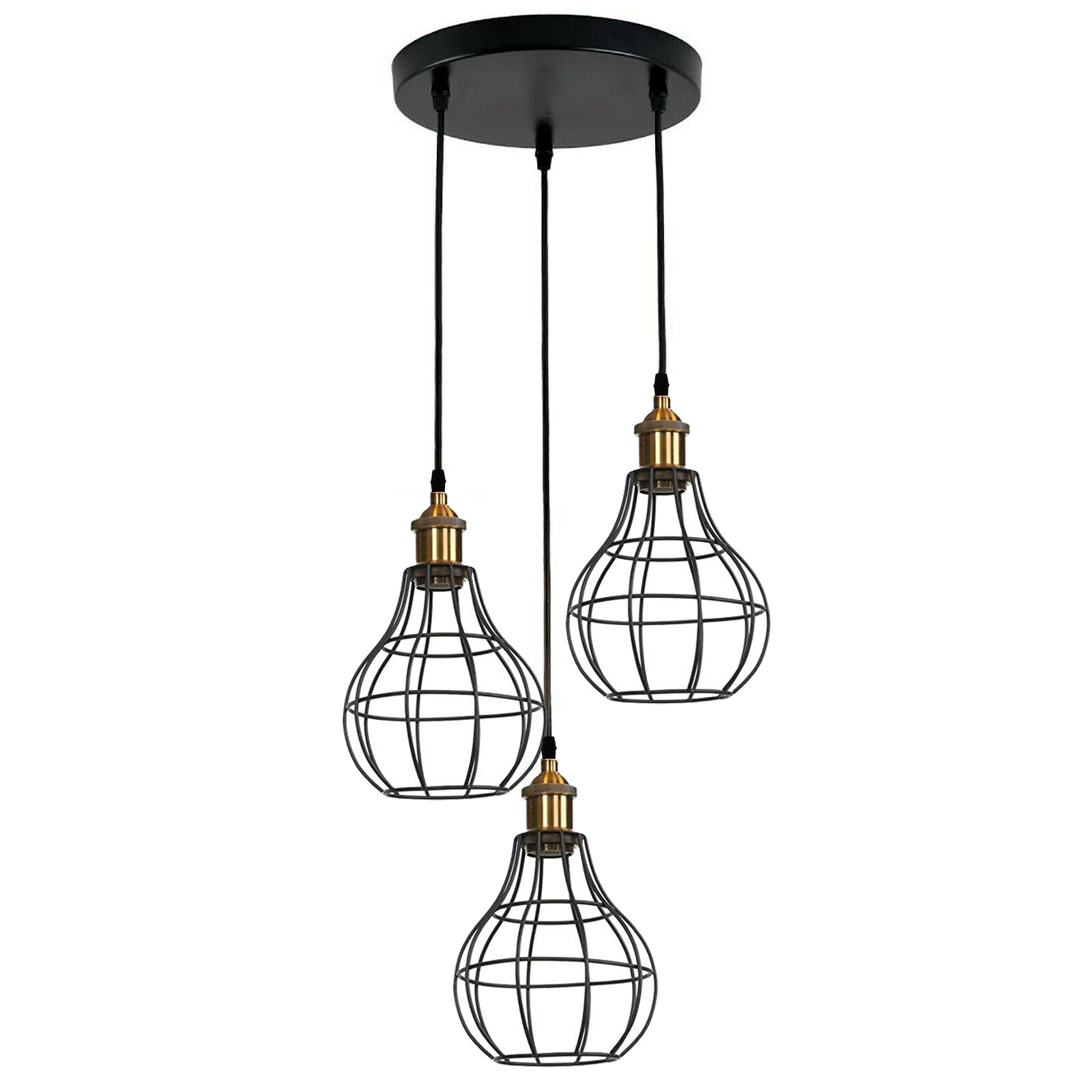 Vintage Ceiling Pendant Light Metal Cage Industrial Wire Frame Light 3 ...