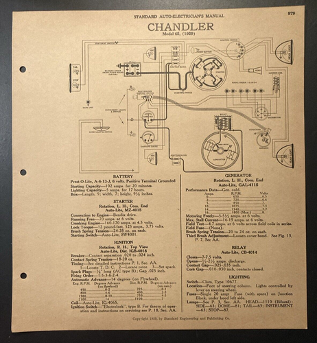Auto Electrician Schematic 1929 Chandler Model 65 1929 Chandler Model 8 ...