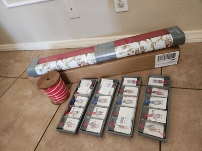 Pottery Barn Forest Gnome Gift Tags Wrapping Paper Red Ribbon spool ...