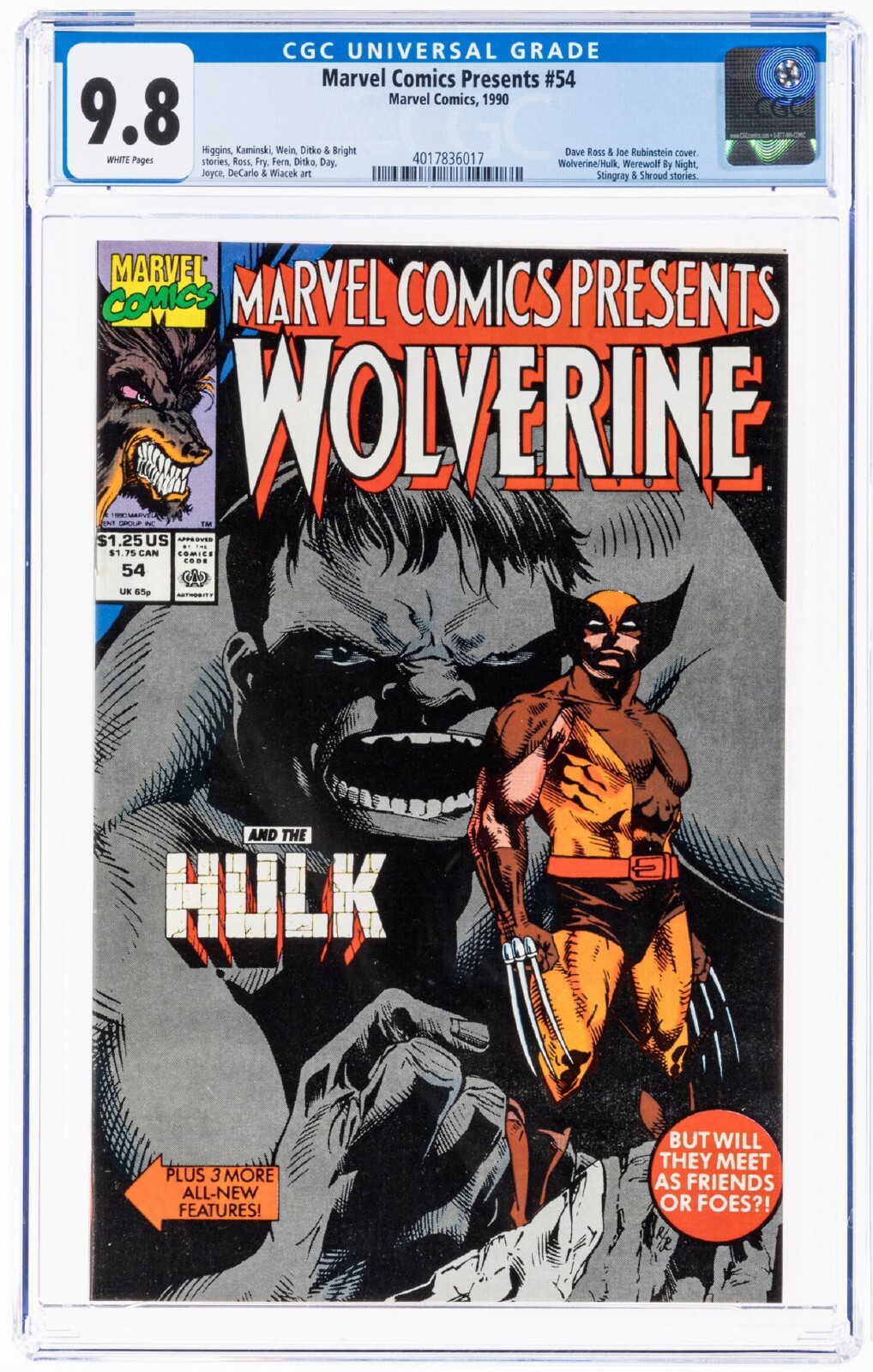 Marvel Comics Presents #54 CGC 9.8 1990 Wolverine Hulk Werewolf by ...