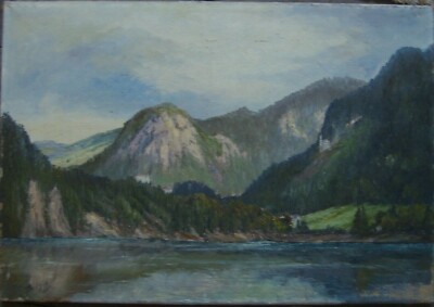 Kurt Feil-Stöver listed oil painting antique Neuschwanstein near Füssen ...