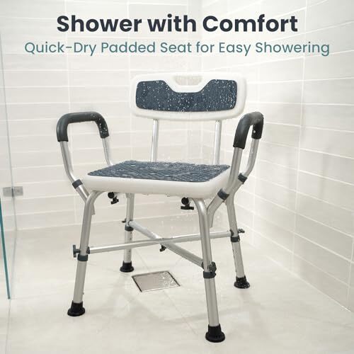 Shower Chair (450lb) with Padded Armrests and Back, Shower 450lb Dark ...