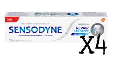 4x 75ml Sensodyne Repair & Protect Deep Repair Toothpaste WHITENING ...