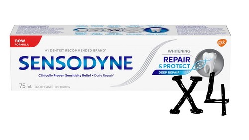 4x 75ml Sensodyne Repair & Protect Deep Repair Toothpaste WHITENING ...