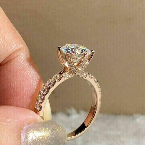 2.80 Ct Round Simulated Diamond Wedding Anniversary Ring 14K Yellow ...