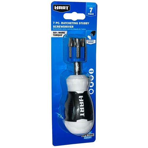 HART 7-Piece RATCHETING STUBBY SCREWDRIVER Phillips Slotted Square Nut ...