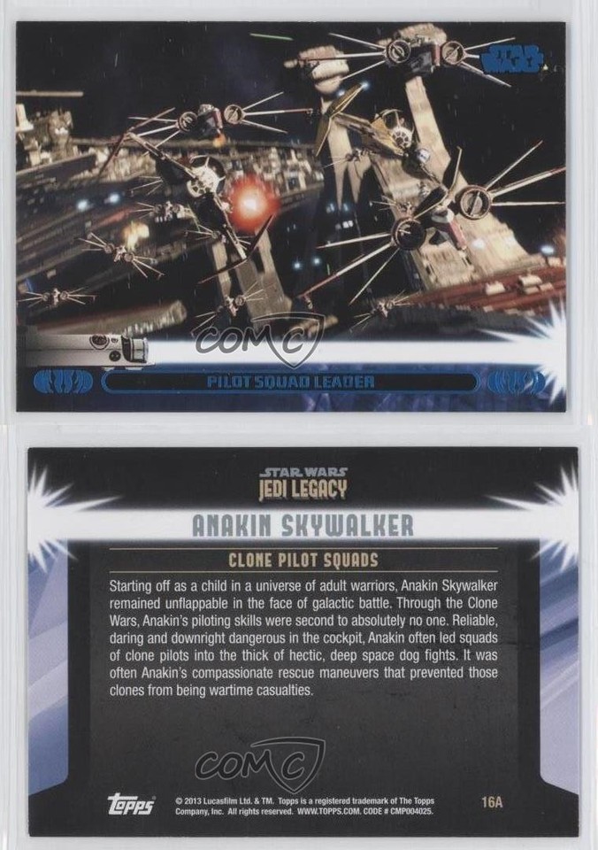 2013 Topps Star Wars Jedi Legacy Blue Pilot Squad Leader Anakin ...
