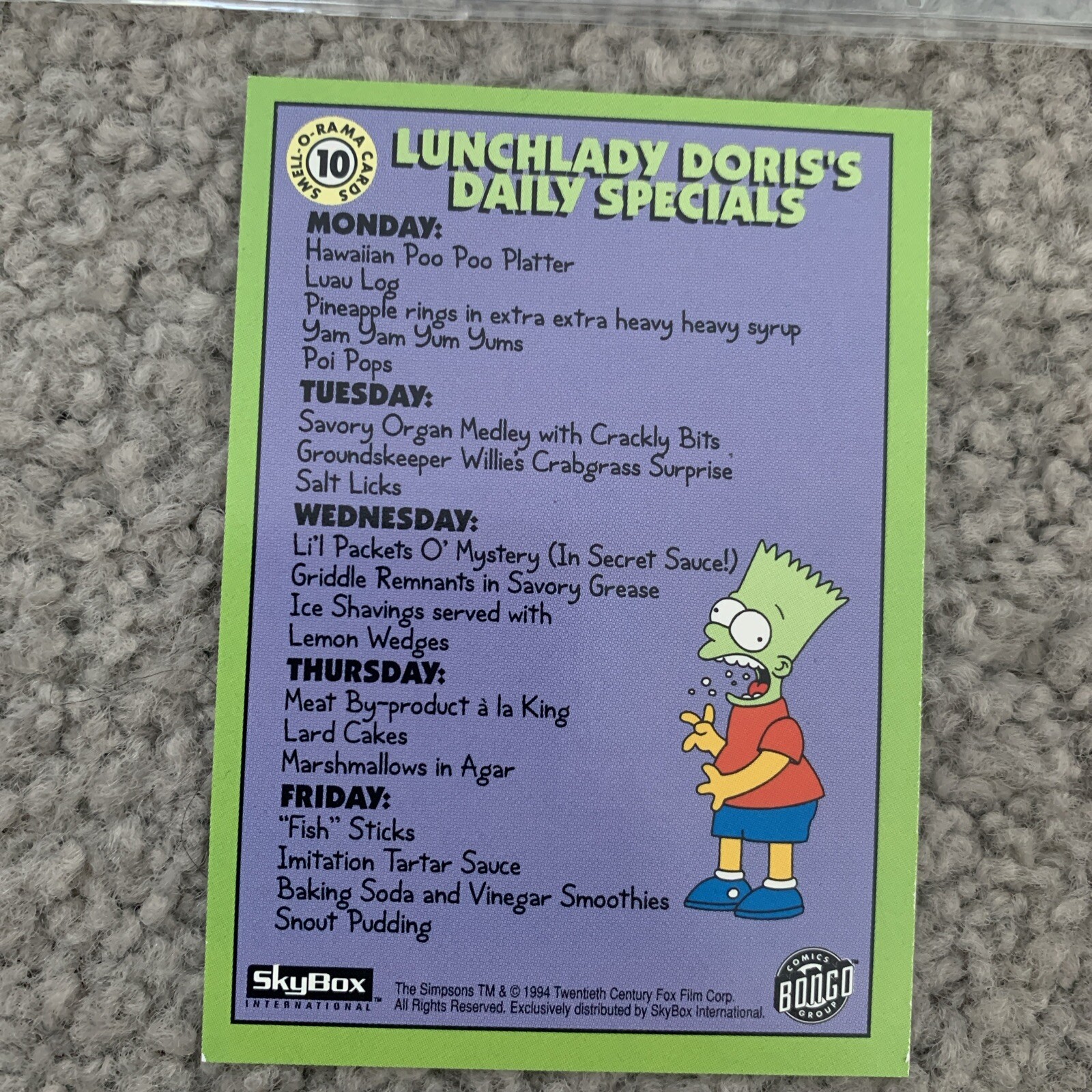 Vintage 1994 The Simpsons Smell-O-Rama Trading Collector Cards ...