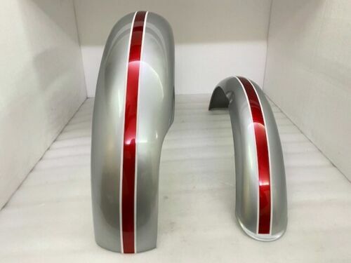 Triumph T120 T100 T90 Cherry & Silver Front & Rear Mudguards Fender Set ...