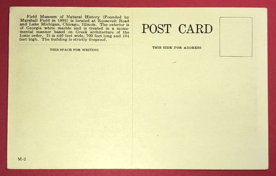 Postcard Field Museum of Natural History Chicago Illinois Aerial View ...