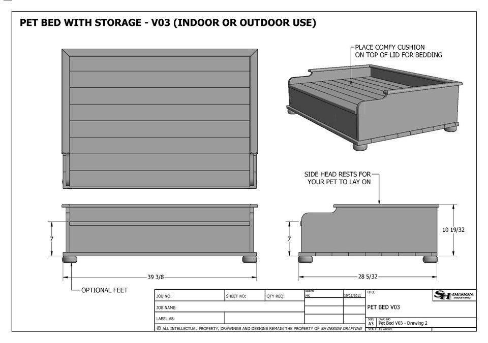 BUILDING PLANS (inches) DOG & CAT PET BEDS - 3 SIZES - Build Your Own ...