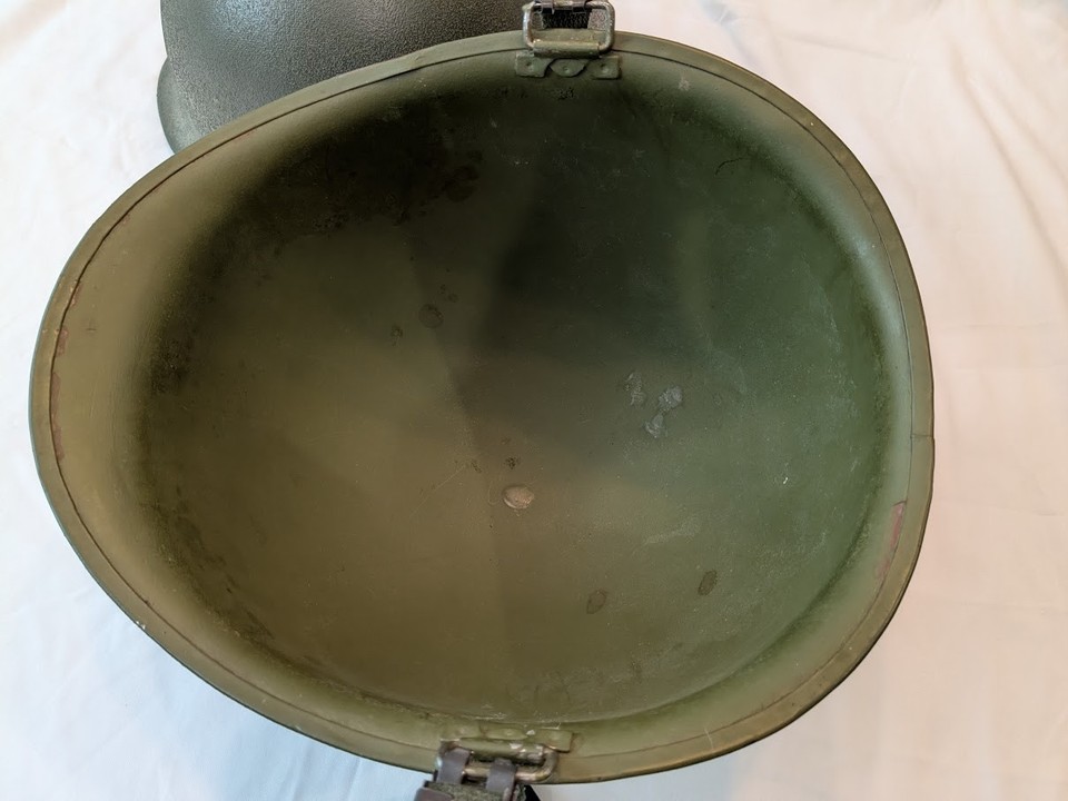 USGI US army military M1 steel pot helmet rear seam swivel bale and ...