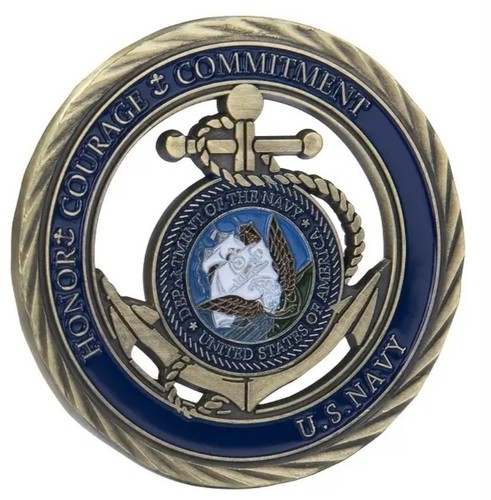 U.S. NAVY, HONOR COURAGE COMMITMENT, CHALLENGE COIN, BRONZE, Free ...
