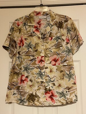 Cathy Essentials Women’s Floral Button Up Shirt Size Large | eBay