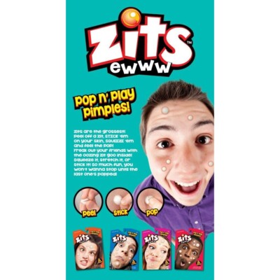 Zits Pop n Play Pimple Game 25 Pimple Stickers & 1 Bonus Tattoo Squeeze ...
