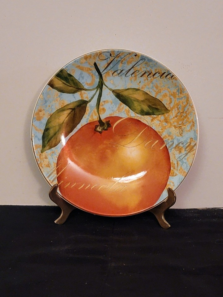 222 Fifth Fruit Renaissance Appetizer Plates Set 4 Apple Pear Plum ...
