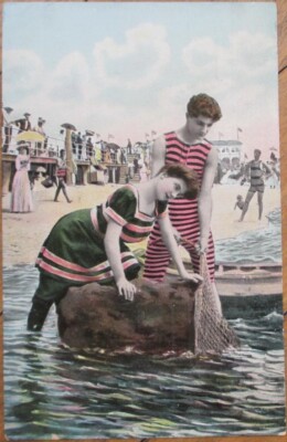 Bathing Beauty and Young Man Fishing 1912 Risqué Postcard | eBay
