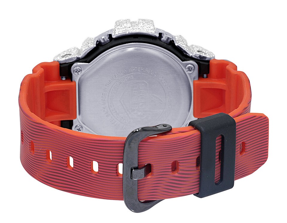 Casio G-Shock Orange 6900 Iced Out Diamond Watch 9 9/10CT | eBay