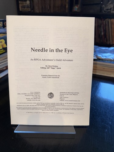 RPGA AD&D NEEDLE IN THE EYE Adventurers Guild Tournament Mod TSR 1999 ...