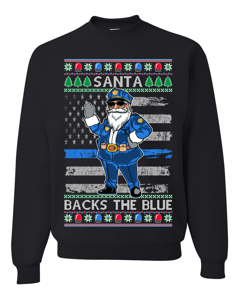 Santa Backs The Blue Pro Police Law Enforcement Santa Claus Unisex ...