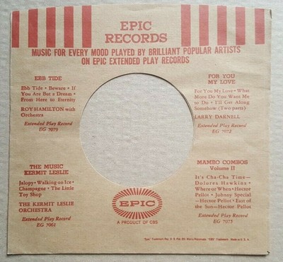 EPIC 1953s / 1955s ERA REPRODUCTION RECORD SLEEVE PACK OF 10 | eBay