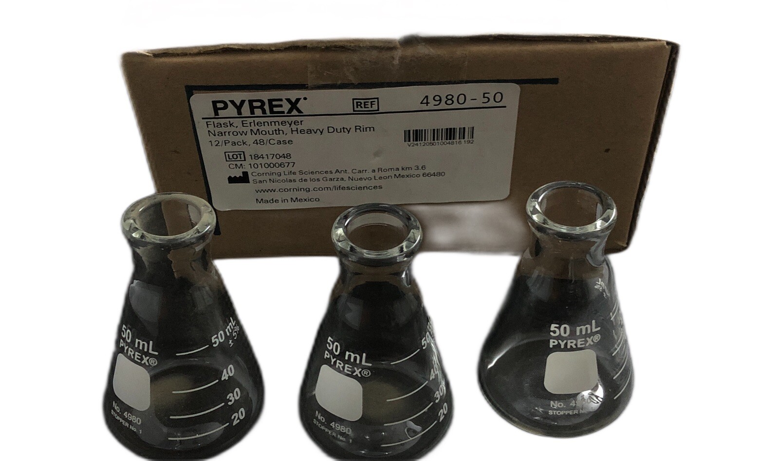 Corning Pyrex Erlenmeyer Flasks 50mL | Pack of 12 | PN 4980-50 | Lab ...