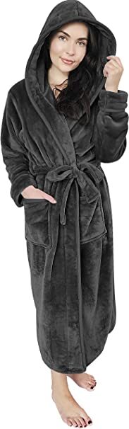 Women Fleece Hooded Bathrobe - Plush Long Robe in Lot NY Threads | eBay