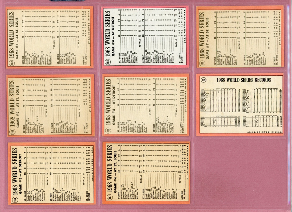 1969 Topps Set of 8 1968 World Series Special Baseball Cards Ex/Mt - NM | eBay