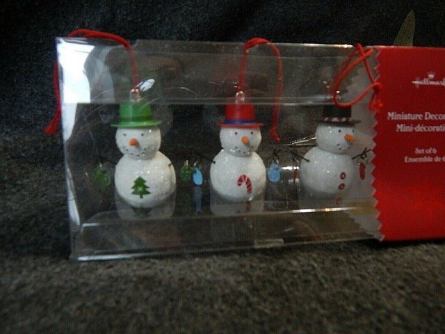 Hallmark Set of 6 Miniature Decorations Ornaments Glittery Snowmen for ...