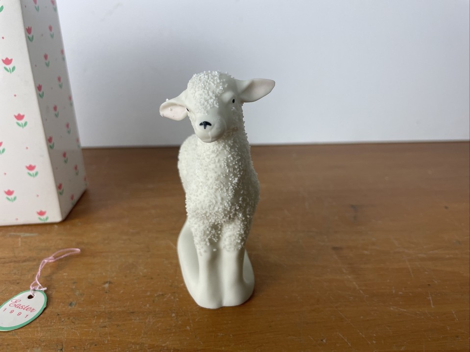 1991 Dept 56 Snowbabies Easter Collectible LAMB #7392-0 Figurine In Box ...