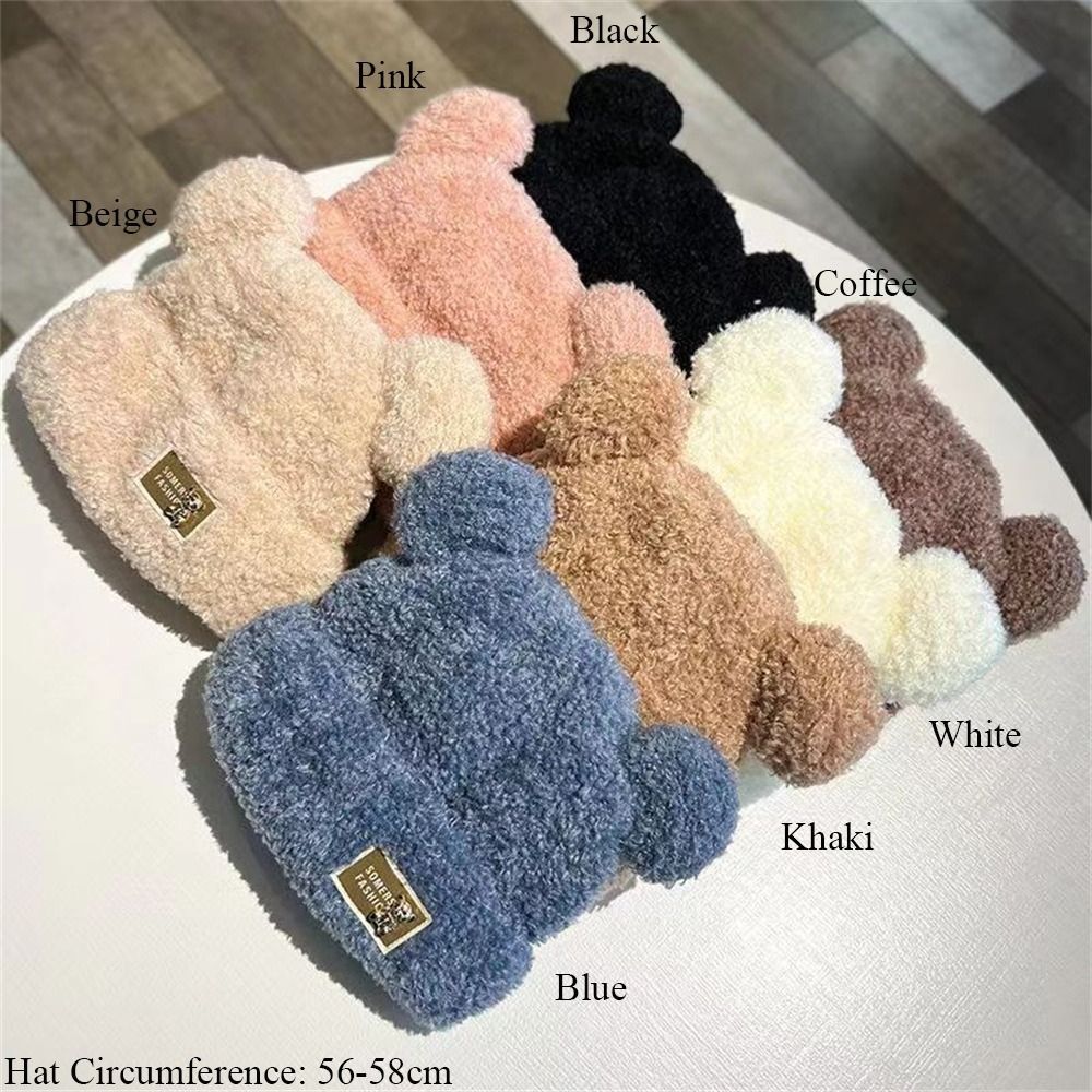 Cute Bear Ear Beanie Hat Warm Skullcap Casual Bonnet Caps Winter | eBay