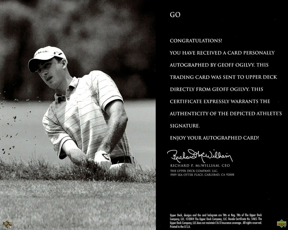 Geoff Ogilvy Signed 2004 SP Signature Shots 8x10 Photo UDA ...