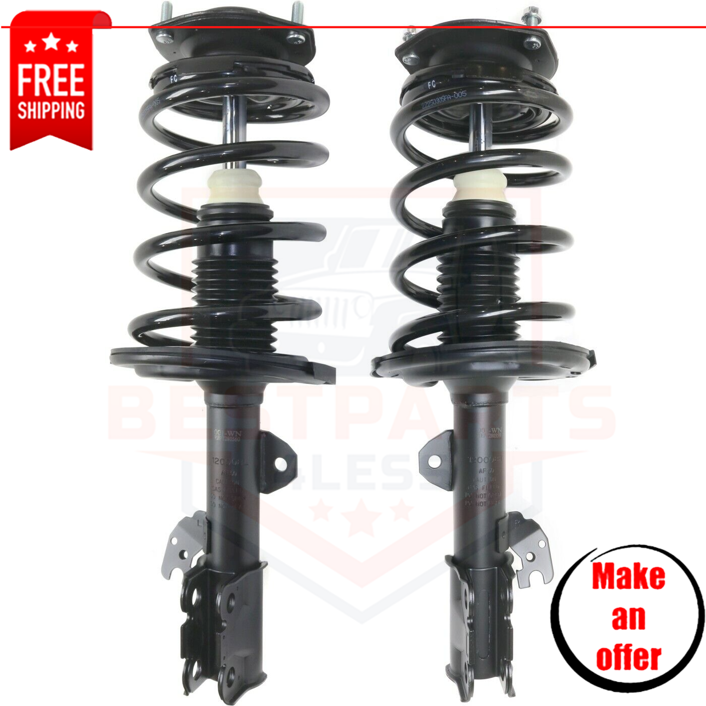 Set of 2 Front RH and LH Loaded Struts for 2007-2011 Toyota Camry 4 Cyl ...